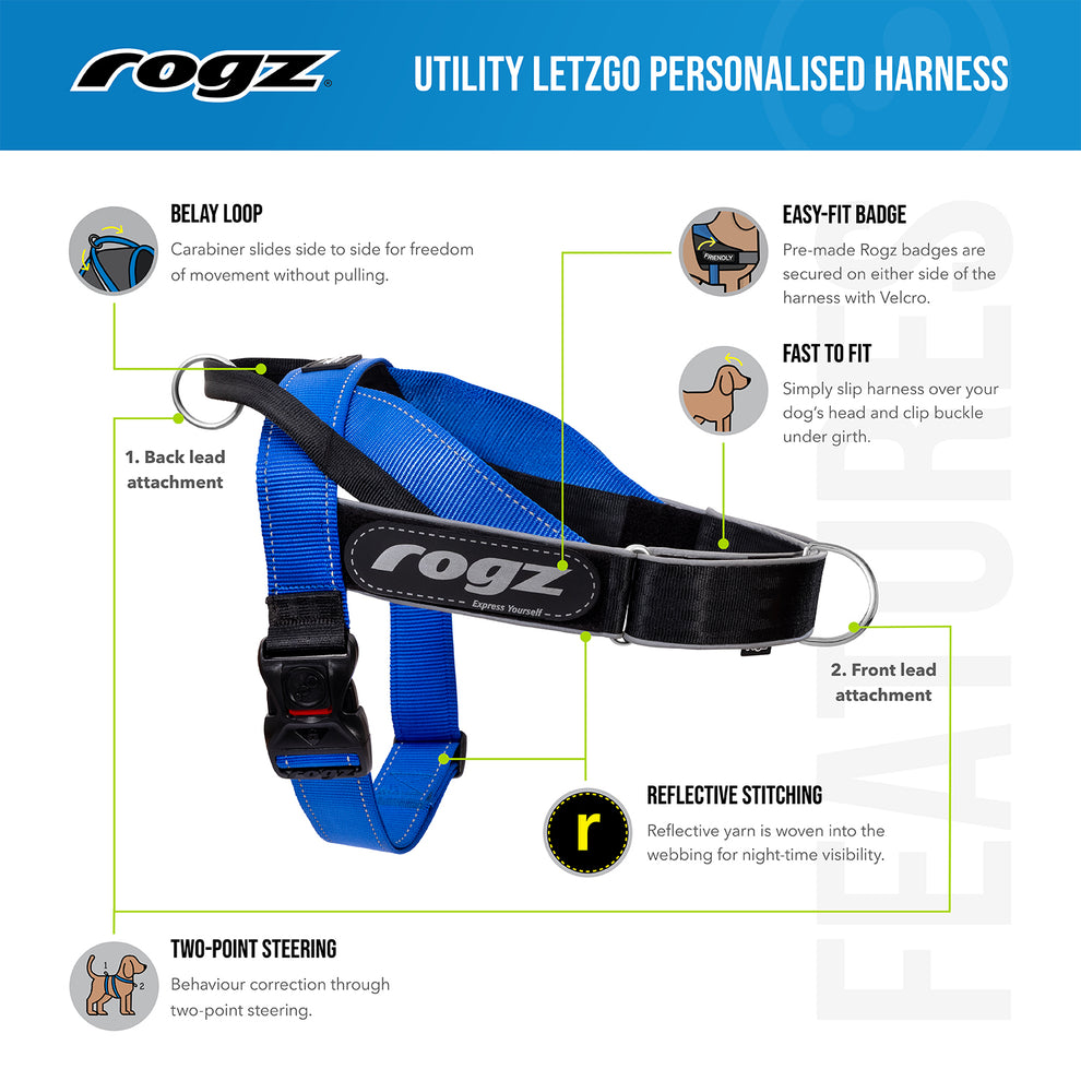 Rogz Utility Letzgo Personalised Harness – Rogz Australia